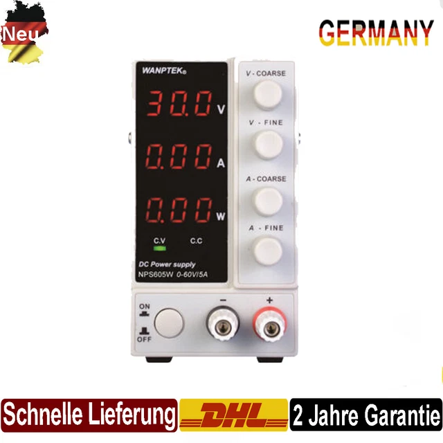 REGELBARES DC LABORNETZGERÄT 0-60V 5A Labornetzteil Netzgerät regelbar ...