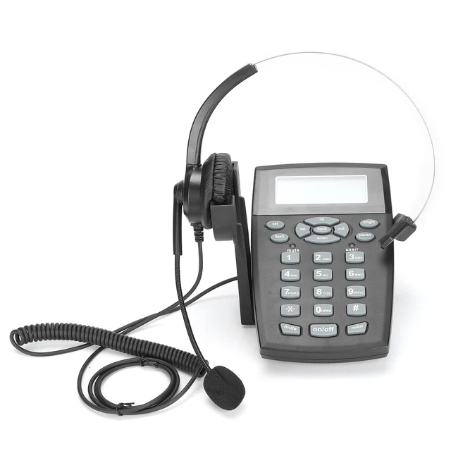 HT810 CALL CENTER Wired Telephone With Omnidirectional Headset Durable ...