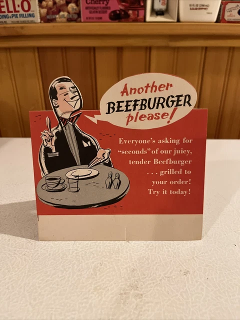 VINTAGE RESTAURANT TABLE Advertisement Prop Beefburger Hamburger ...