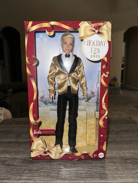 BARBIE SIGNATURE KEN: 1st Ever Holiday doll (2025) Blonde Hair & Gold ...