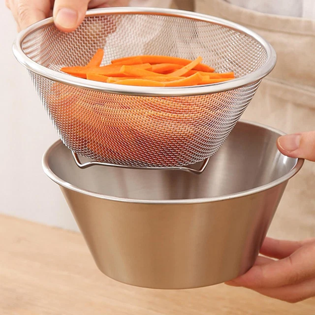 DRYING BASKET SET Sieve Container Strainer Bowl for Beans Vegetables ...
