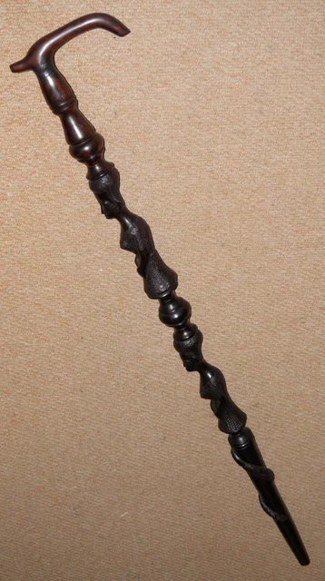 ANTIQUE EBONY AFRICAN Tribal Walking Stick Hand-Carved African Ladies ...