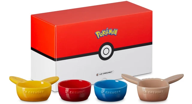 LE CREUSET POKEMON Collection Mini Plat Plate Pikachu Evoli Ball Set ...