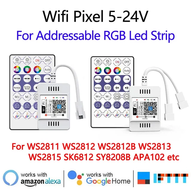 WS2811 WS2812B DC5-24V WiFi LED RGB Controller For Pixel rgb LED Strip ...