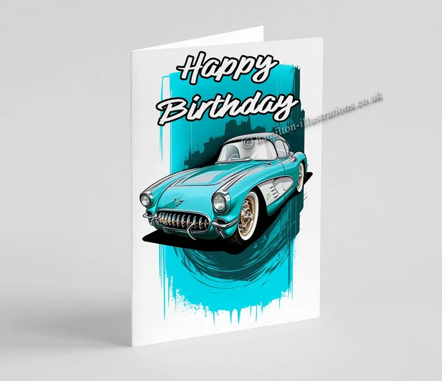 PERSONALISED CHEVY CORVETTE C1 Classic Car Birthday Card, Get Well ...