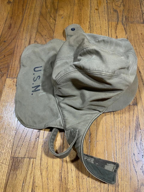 ORIGINAL WWII US Navy USN Cold Weather Deck Cap Size 7 1/4 Stencil £23. ...