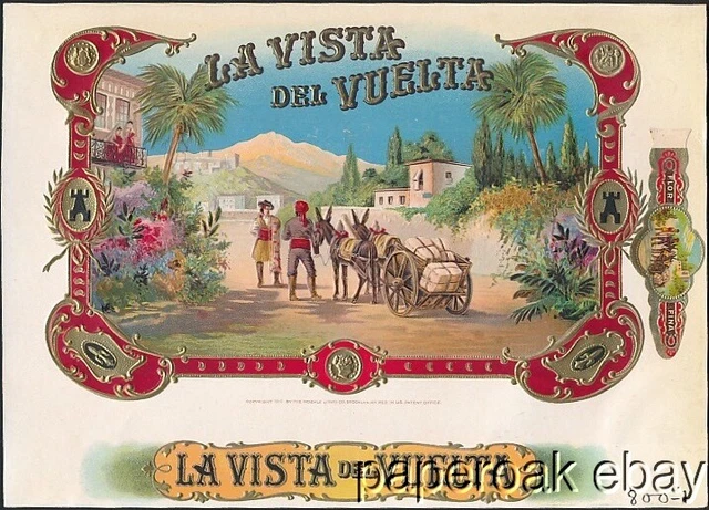 ORIGINAL 1910 MOEHLE Litho Sample Inner Cigar Label Titled La Vista Del ...