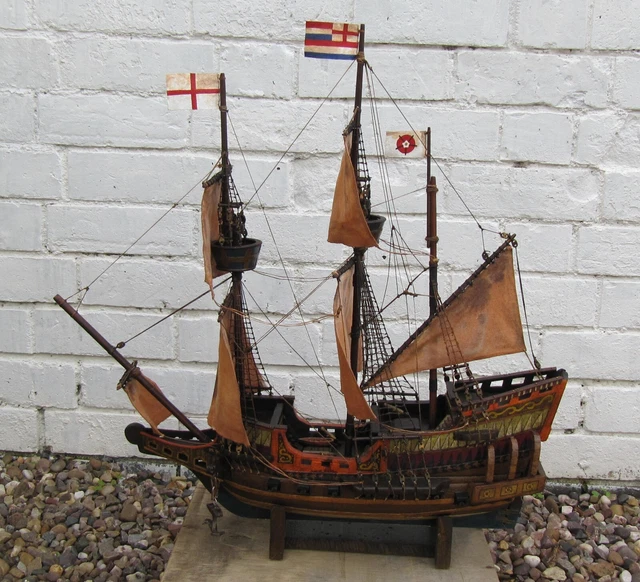 SCRATCH BUILT FOLK Art Ship Model of Golden Hinde by Unknown 1940 ...