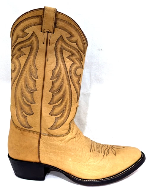 VTG JUSTIN MEN'S Cowboy Work Boots Tan MULE HIDE #8408 USA MADE Size ...