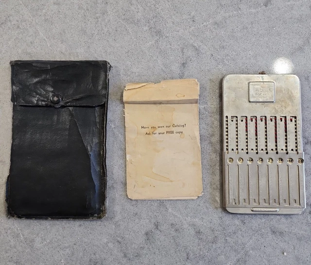 ORIGINAL 1940S TASCO Pocket Arithmometer with original Case and Stylist ...