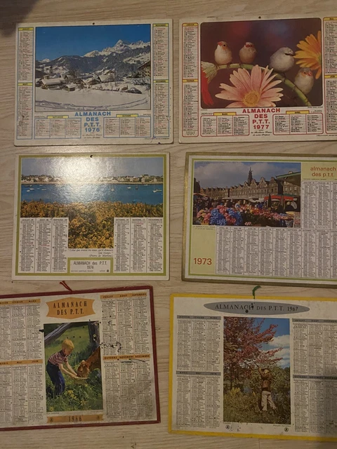LOT DE 10 calendriers des Almanachs PTT Ancien 1963, 1966, 1967, 1968 ...