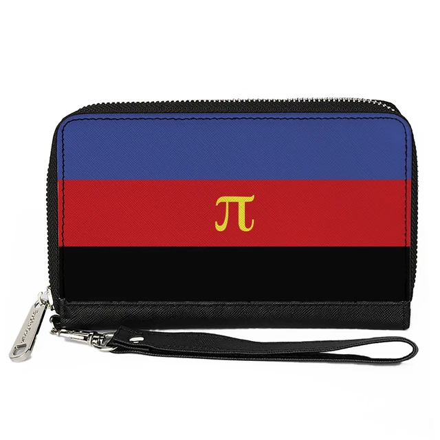 PU ZIP AROUND Wallet Rectangle Flag Polyamorous Pi Symbol Blue/Red ...