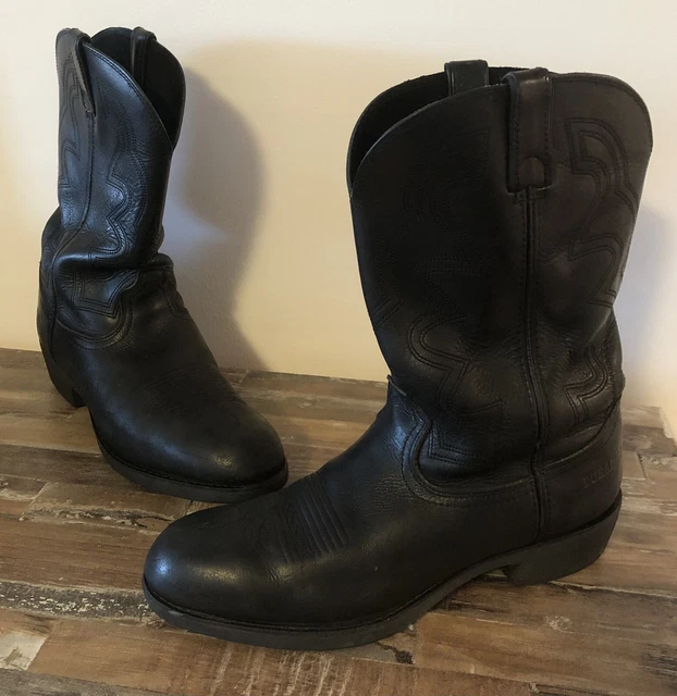 VINTAGE DURANGO MENS 12D Farm & Ranch Western Cowboy Work Black Leather ...