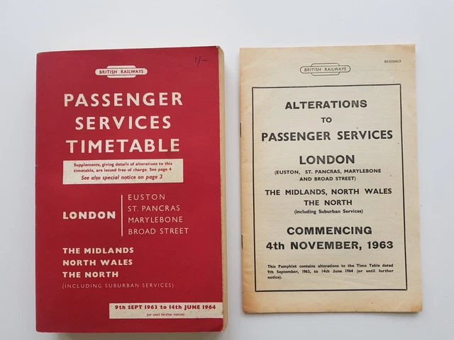 BRITISH RAILWAYS LONDON Midland Region Passenger Timetable Sep 1963 Map ...