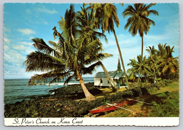 CARTOLINA CHIESA DI San Pietro sulla costa di Kona Hawaii NON ...