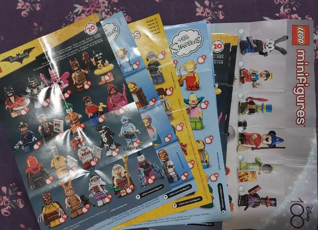 LEGO COLLECTABLE MINIFIGURE Simpsons, Batman, Disney Sheets/Checklist ...