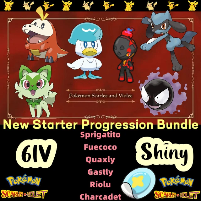 POKÉMON ÉCARLATE ET violette brillant 6IV neuf lot de progression de démarrage 6 pièces EUR 9,26 ...