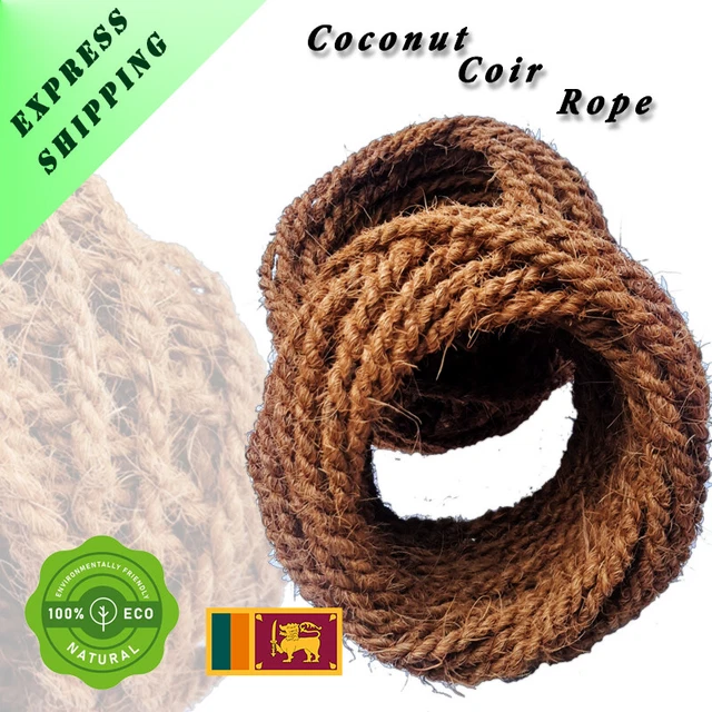 HANDMADE TWISTED COCONUT Coir Husk Fiber Rope 100% Natural Eco-Friendly ...