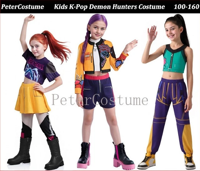KIDS GIRLS K-POP: Demon Hunters Rumi Mira Zoey Cosplay Costume Dress Book Week £18.80 - PicClick UK