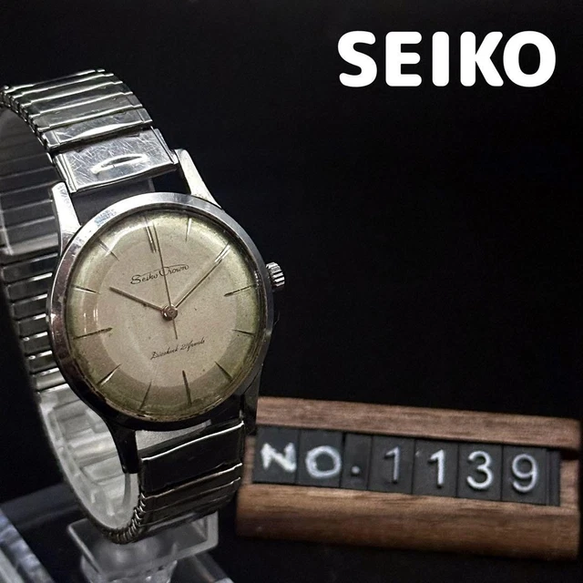SEIKO CROWN HAND-WINDING Watch Silver 35mm case Used £111.42 - PicClick UK