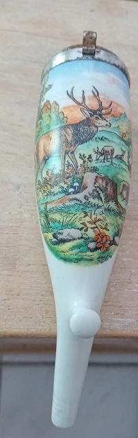 TÊTE DE PIPE ancienne en porcelaine motif cerf EUR 10,00 - PicClick FR