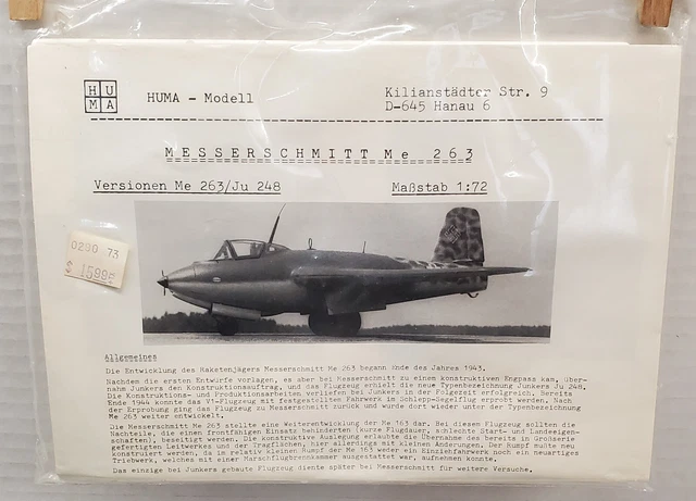 HUMA FOCKE MESSERSCHMITT Me 263 Resin Model Aircraft Kit 1:72 Scale ...