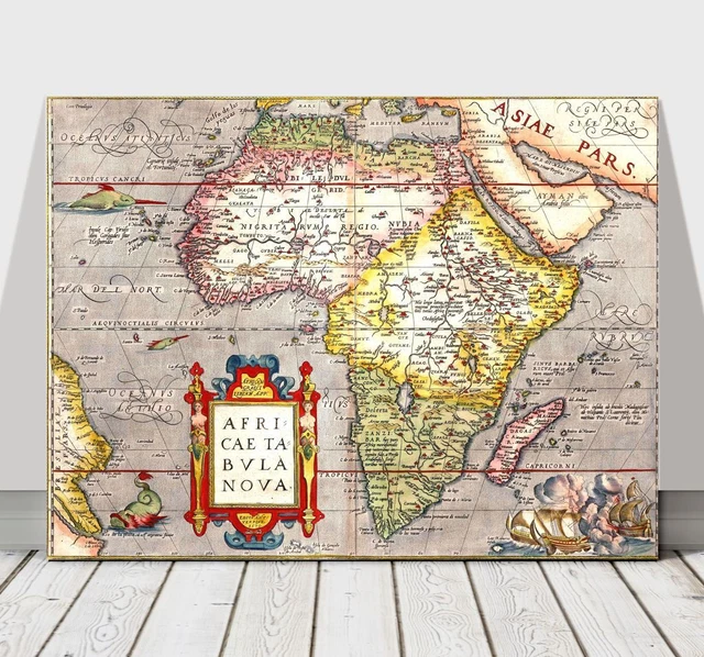 VINTAGE MAP OF AFRICA - Tabula Nova - CANVAS ART PRINT POSTER - 12x8" £ ...