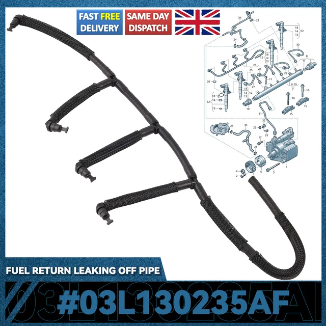 FUEL INJECTOR LEAK Off Return Pipe 03L130235AF For VW Jetta Caddy 1.6 TDI Diesel £9.89 - PicClick UK
