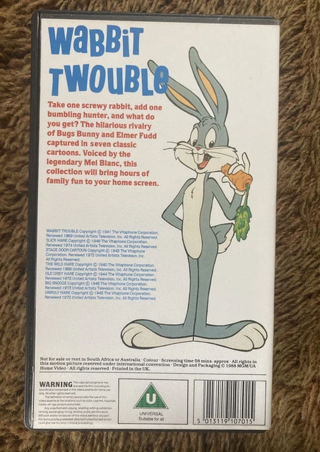 BUGS BUNNY AND Elmer Fudd WABBIT TWOUBLE VHS MGM video Original 1988 ...