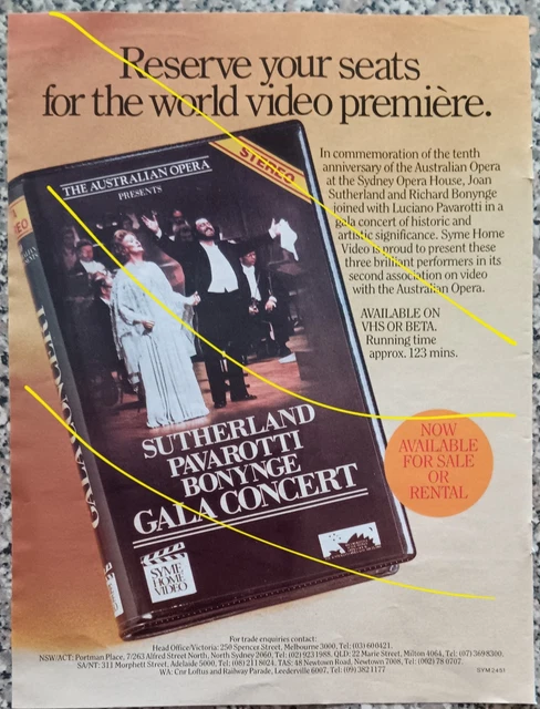 2 X ADVERTS- Sophie's Choice CBS Fox video + Sutherland & Pavarotti ...