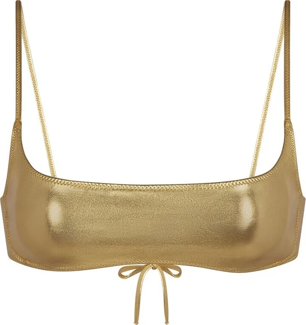 SKIMS METALLIC SWIM Micro Scoop Bikini Top Gold XXS (BT-SCP-2802) EUR ...