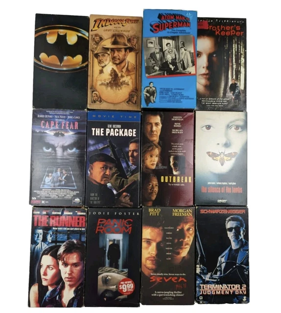 LOT 12 ACTION Adventure VHS Movies Indiana Jones Batman Terminator Cape ...