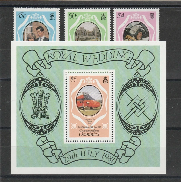 DOMINIQUE 1981 THE Royal Wedding Lady Diana 3VAL + Bf MNH MF58150 EUR ...