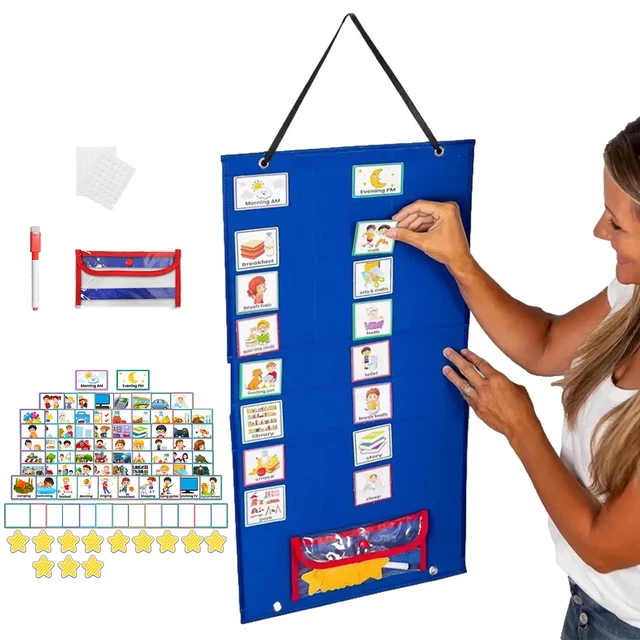 VISUAL SCHEDULE FOR Kids Toddler Wall Daily Schedule Board Planner ...
