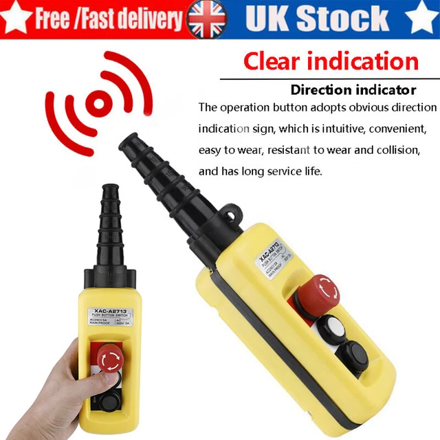 NEW HOIST PUSH Button Switch with Emergency Stop Button for Hoist Crane ...