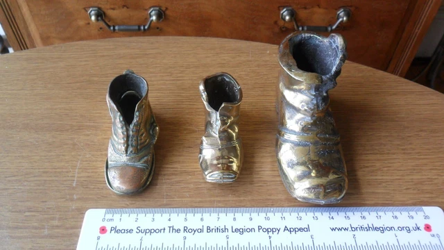 VINTAGE BRASS OLD Boot Shoe with Mouse Mice Animal Ornament X 3 £23.60 ...