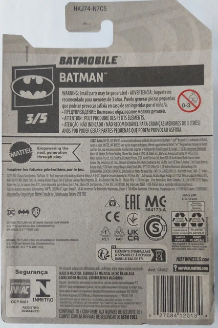 2021 MATTEL HOT Wheels THE FLASH WHITE SERIES BATMOBILE 3/5 TM & DC ...