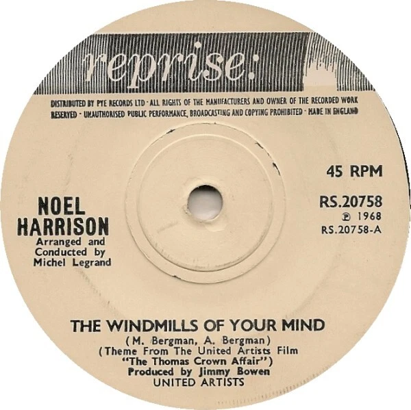 NOEL HARRISON - The Windmills Of Your Mind (7", Single, Sol) EUR 12,05 ...