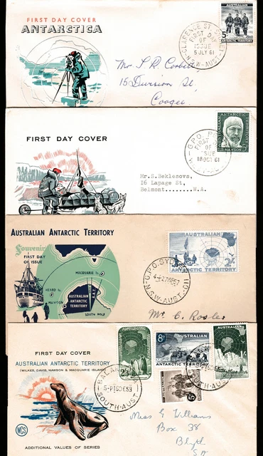 1957-61 AUST ANTARCTIC Territory Full Set Pre-Decimal Stamp First Day ...