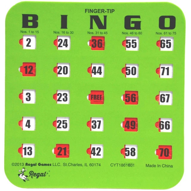 REGAL BINGO FINGER-TIP Shutter Bingo Cards with Sliding Windows - 200 ...