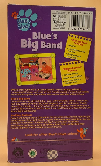 BLUE'S CLUES - Blue's Big Band VHS 2003 Black Tape **Buy 2 Get 1 Free ...