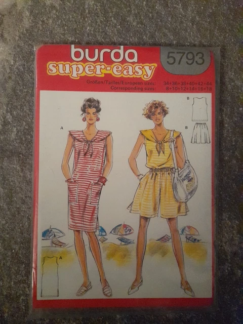 VINTAGE BURDA SUPER Easy Summer Dress Shorts and Top Sewing Pattern ...