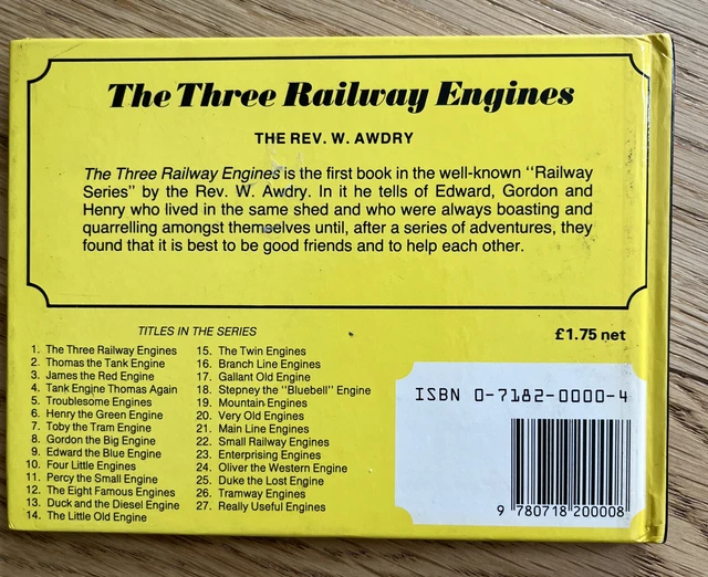 REV W. AWDRY The Three Railway Engines Railway Series No. 1 £1.99 ...