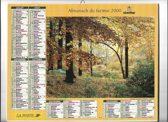 ALMANACH DES PTT, CALENDRIER DES POSTES 2000 - LA NATURE EUR 1,95 ...