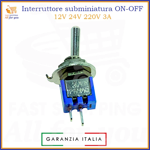 MICRO INTERRUTTORE ON off a levetta 2 pin mini microinterruttore 12V ...