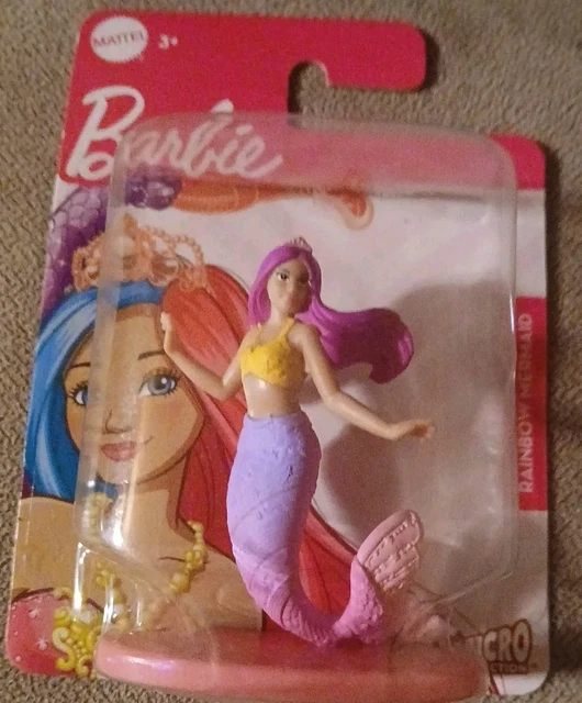 MATTEL BARBIE RAINBOW Mermaid Micro Collectible Figurine Cake Topper 3 ...