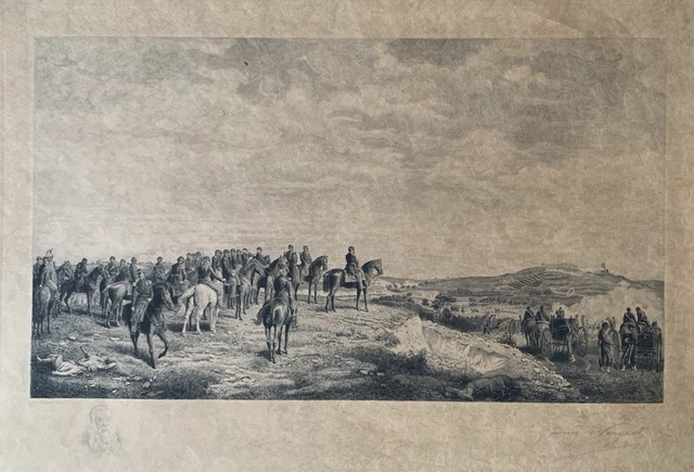 GRAVURE ANCIENNE ERNEST Meissonier Par Adrien Nargeot Scène De Bataille ...