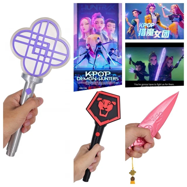 KPOP DEMON HUNTERS Girl Group Idol 3D Printed Fans Cheer Wand Light ...