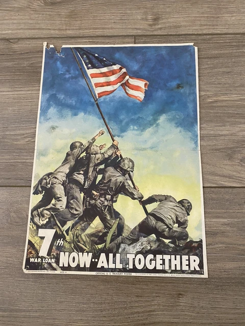 WWII WW2 US Iwo Jima "Now All Together" War Loan Poster! £59.46 ...