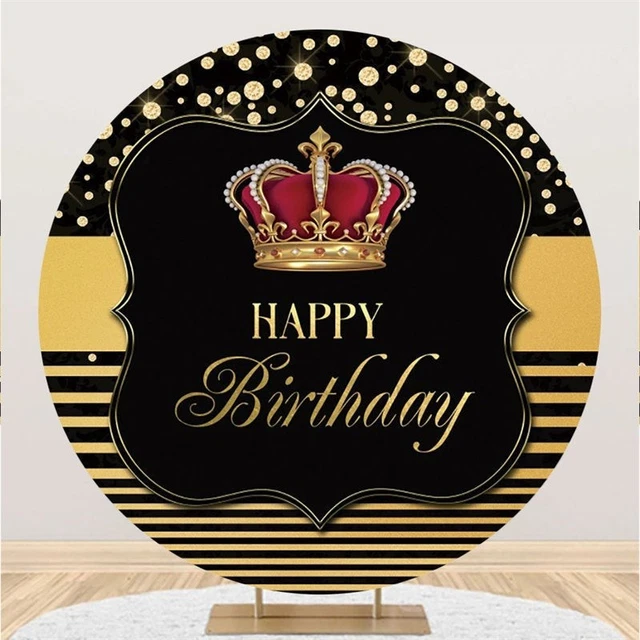 BLACK AND GOLD Crown Circle Happy Birthday Backdrop $35.97 - PicClick AU